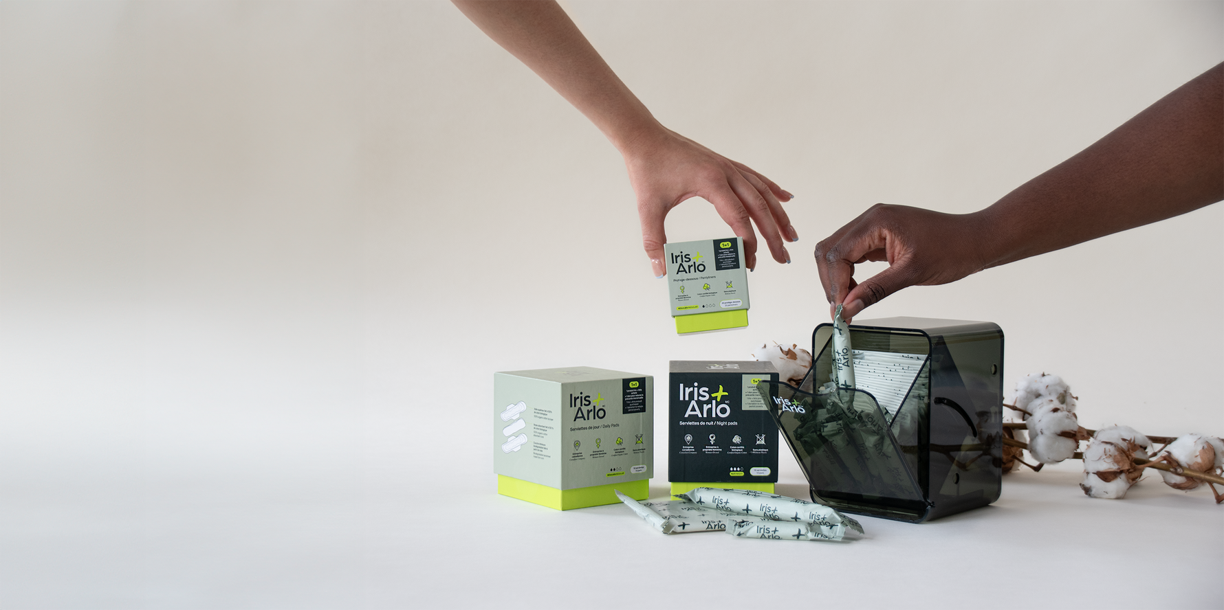 Iris + Arlo. Produits menstruels sains qui changent la vie.