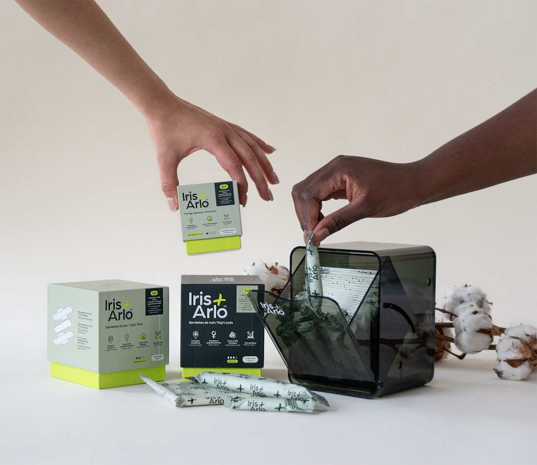 Iris + Arlo. Produits menstruels sains qui changent la vie.